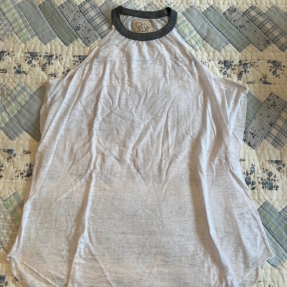 Chaser | Tops | Chaser White Cotton Burnout Tank With Grey Halter Neck ...